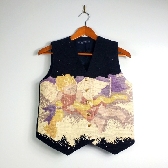 Vintage | Jackets & Coats | Vintage Crossstitch Wool Angel Vest | Poshmark